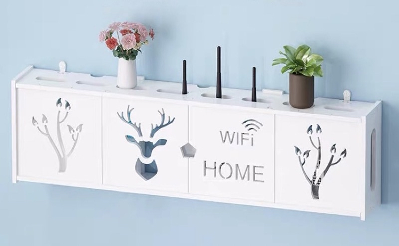 Wifi Router Shelf Rack Storage Wall Shelf Router Modem Rak TV Wall Rak ...