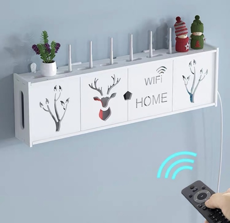 Wifi Router Shelf Rack Storage Wall Shelf Router Modem Rak TV Wall Rak ...