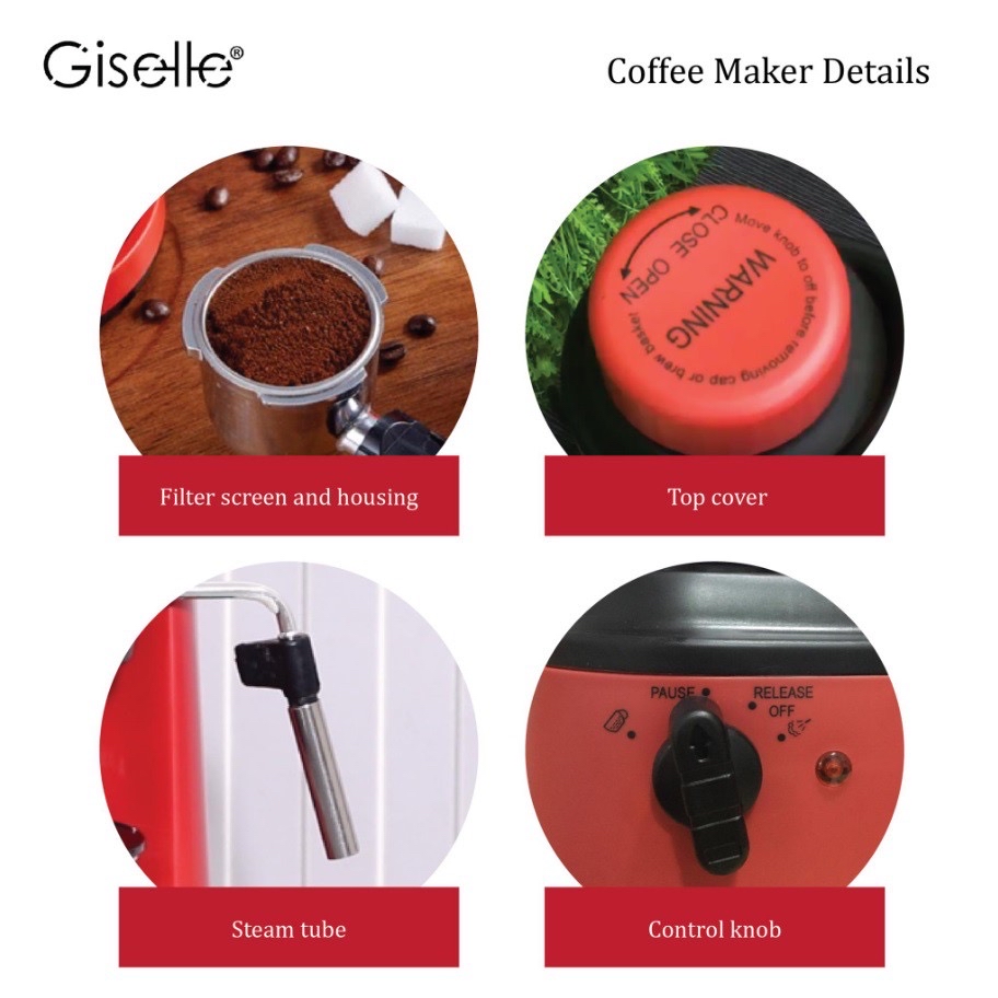 51mm Giselle Espresso Coffee Milk Bubble Maker Machine (800W) KEA0330RD ...