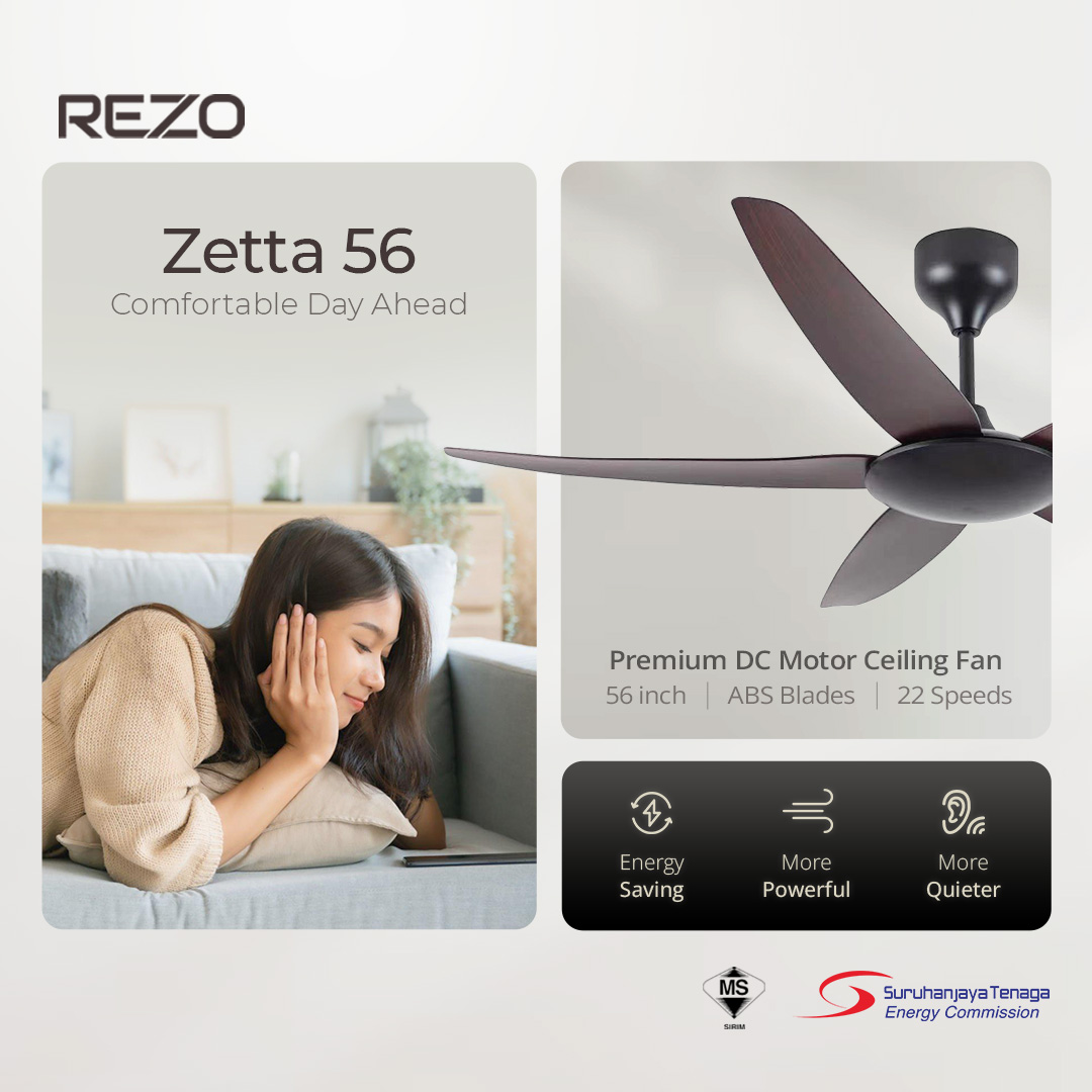 [FREE SHIPPING + WITH GIFT] REZO ZETTA 56"/ 42" DC Motor 12 Speed Ceiling Fan With Reverse Mode ...