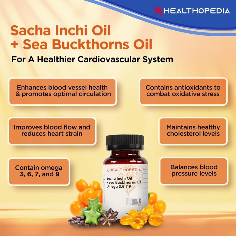 Healthopedia Minyak Sacha Inchi & Sea Buckthorn – Softgel (60 Biji/Botol) | Shopee Malaysia