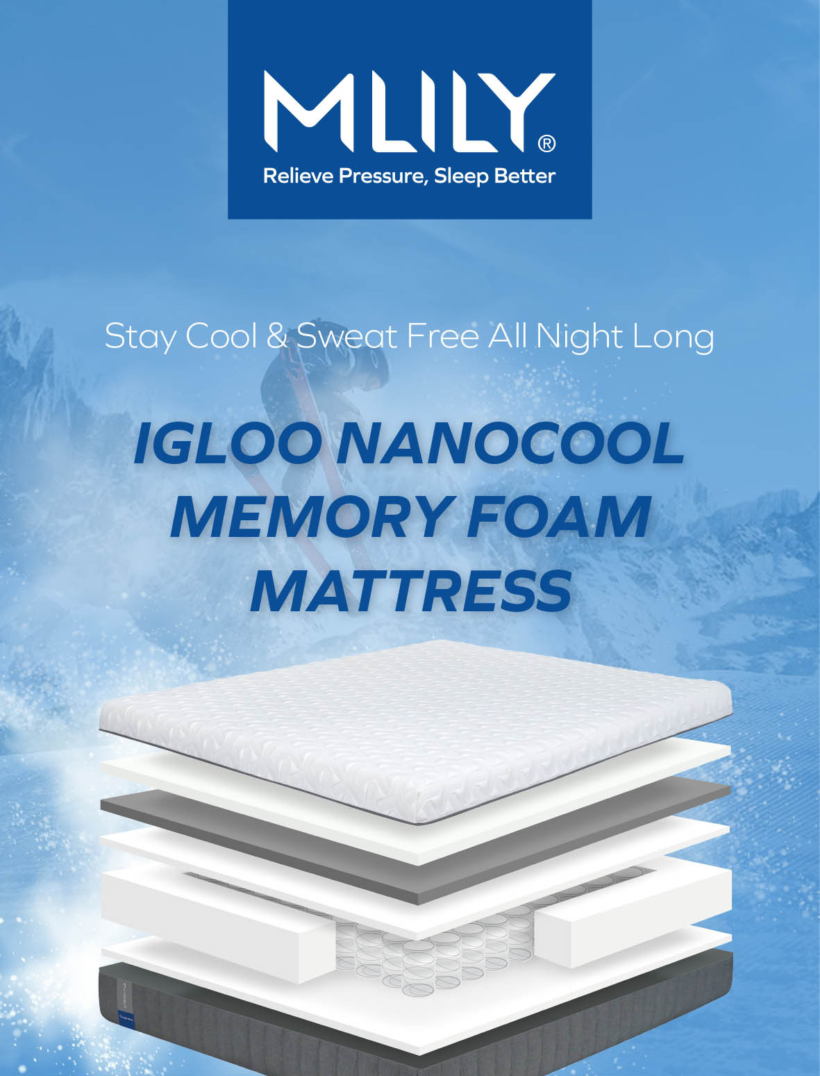 MLILY Igloo NanoCool™ Memory Foam Mattress Hybrid Pocketed Spring | Shopee Malaysia