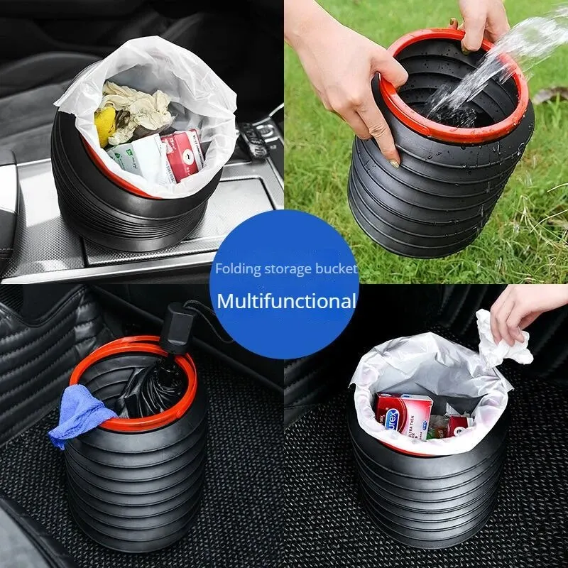 (Clearance) 4L Foldable Car Dustbin Box Multifunction Bucket Waterproof ...