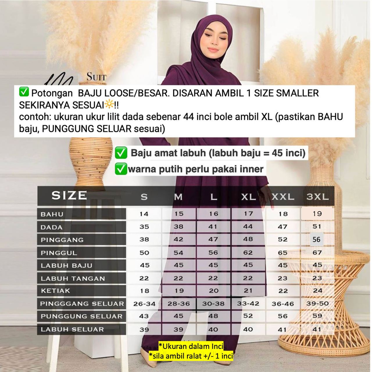 Muslimah Suit MARISSA 12.0 - Jubah Seluar Umrah Haji Cey Ironless Putih ...