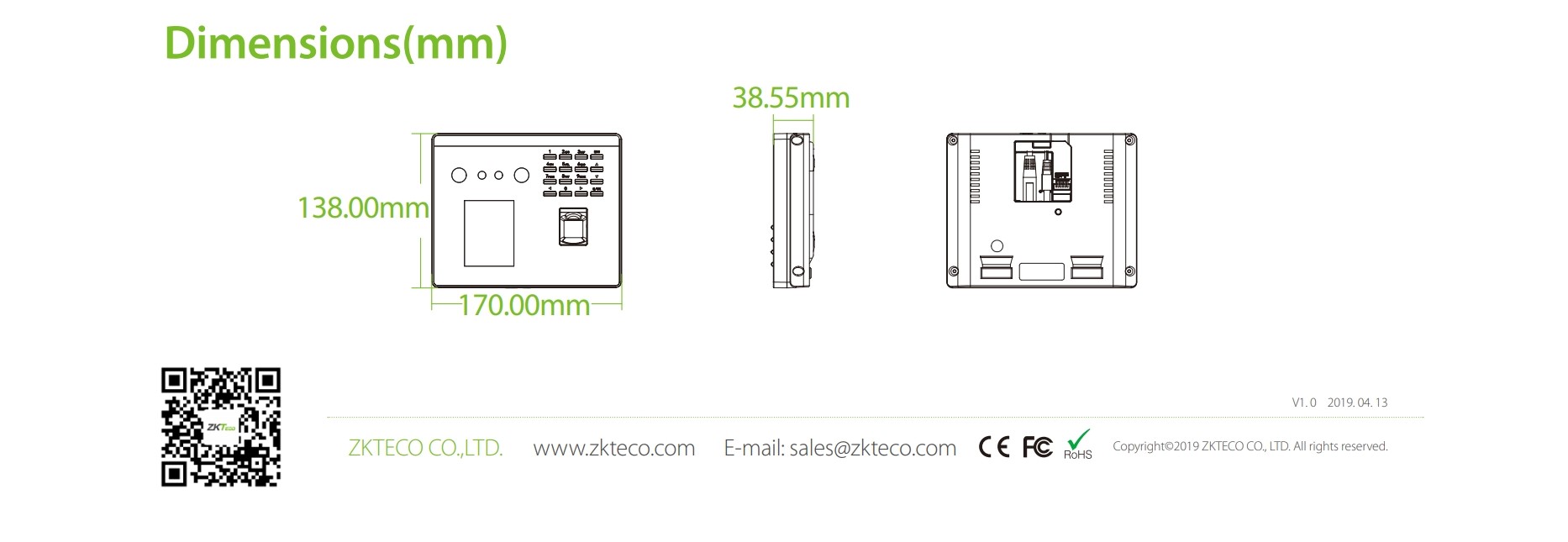 ZKTeco Face Fingerprint Password RFID ID EM Card Door Access Control ...