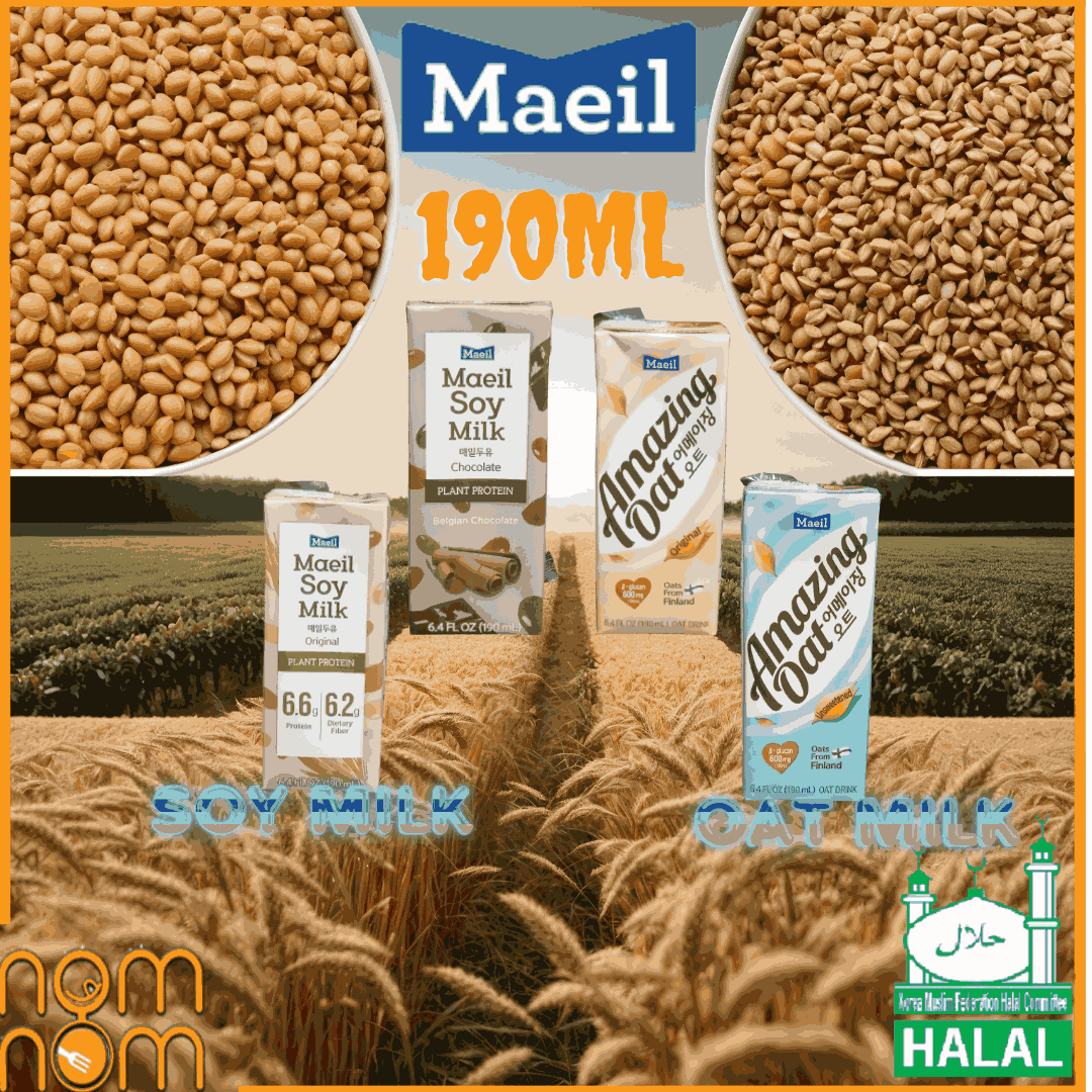 [Halal] MAEIL Korea Soy Milk Original|Chocolate & Amazing Oat Original| Dairy free drink 190ml ...