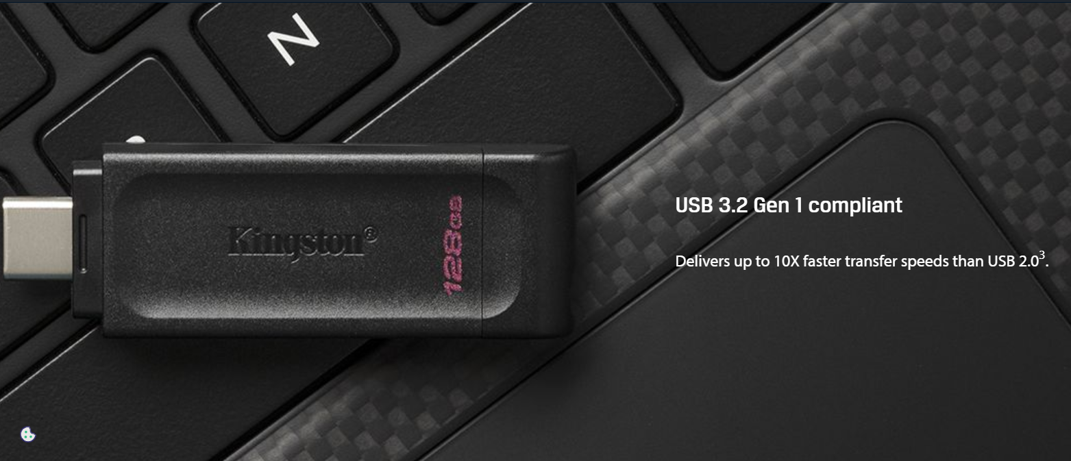Kingston DT 70 64GB 128GB 256GB Type-C USB3.2 GEN1 DT70 Flash Drive ( DT70/64GB / DT70/128GB ...