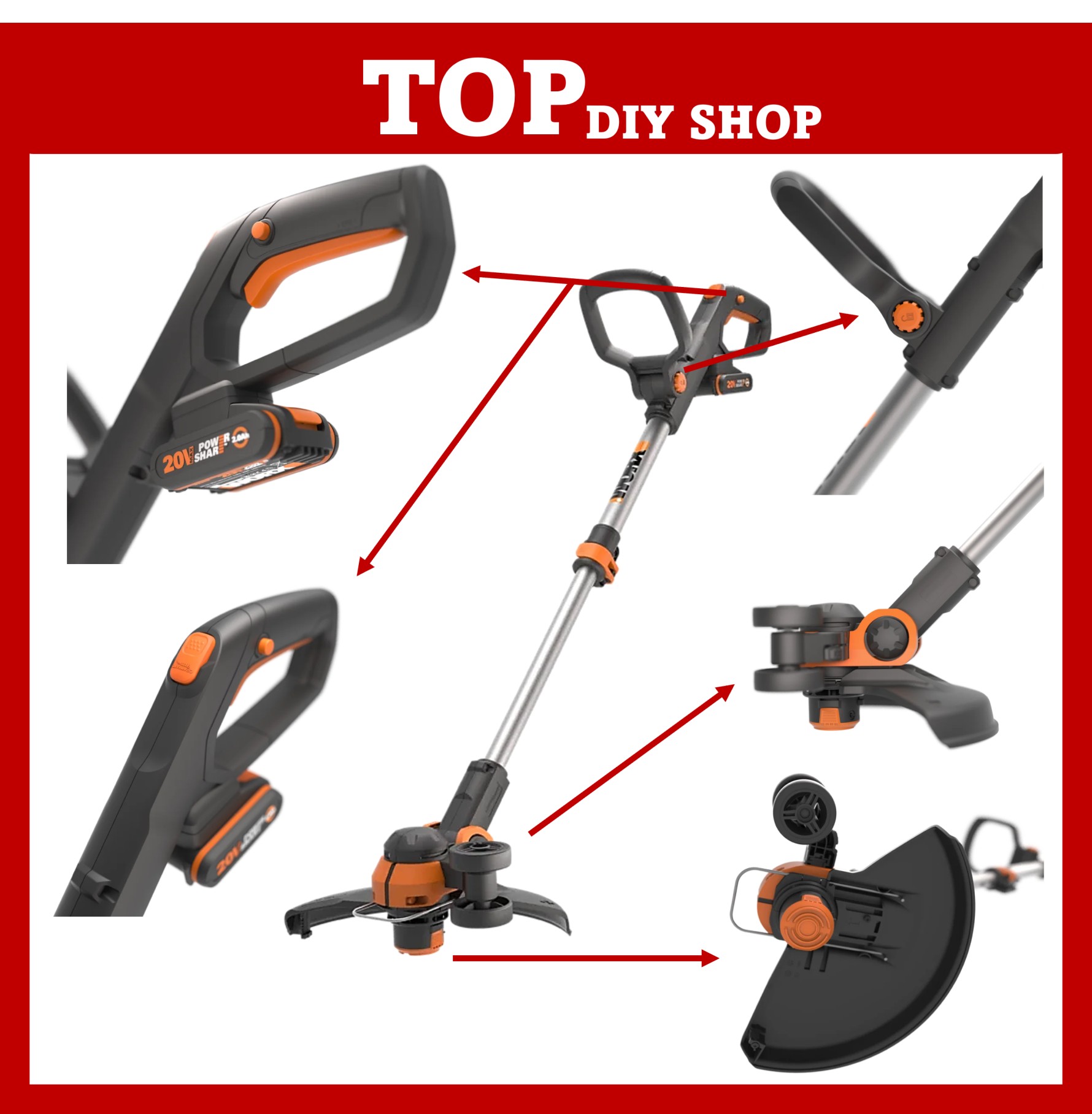 WORX Grass Cutter WD163 20V Cordless Electric Grass Cutter Grass ...