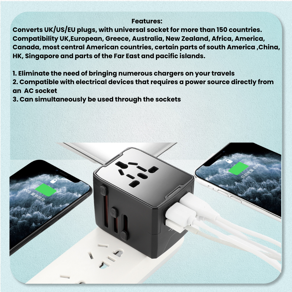 HH USB Type-C International Universal Travel Adapter Socket Adaptor ...