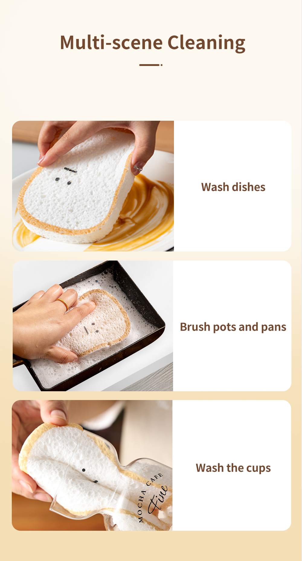 Simplus Natural Wood Pulp Cotton Household Dish Washing Sponge Quick ...