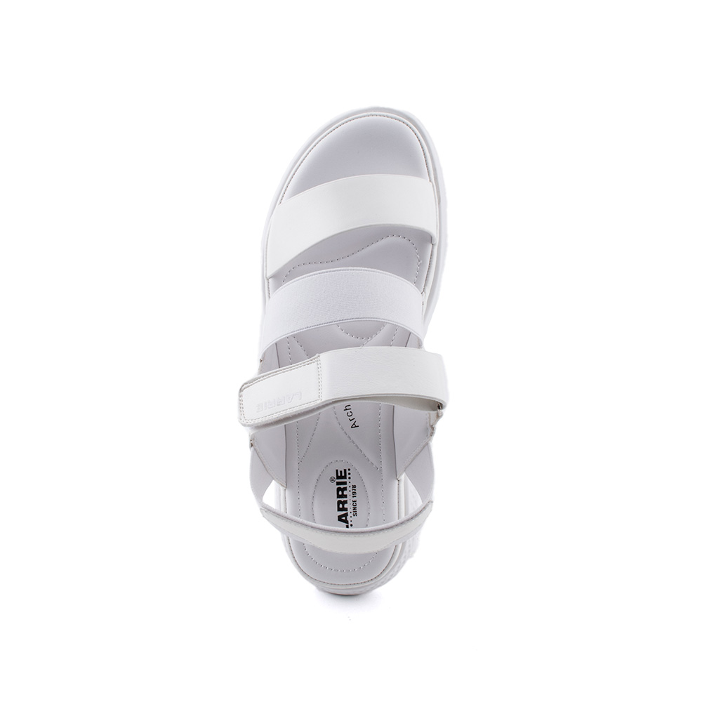 LARRIE Kasut Perempuan Putih Velcro and Elastic Strap Comfort Sandals ...