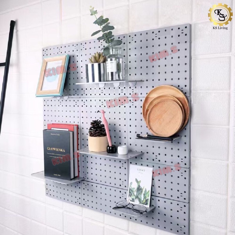 Kim.S Pegboard Wall Shelf Display Rack Room Decoration Perforated Board ...