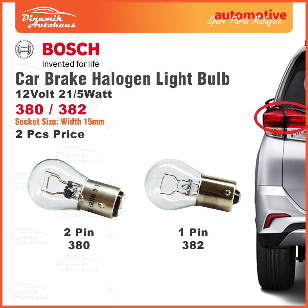 Car Brake Halogen Light Bulb Mentol Lampu Brek Kereta Bosch Pure Light 12 Volt 21 Watt 5 Watt 1 Pin 2 Pin 2 Pcs Shopee Malaysia