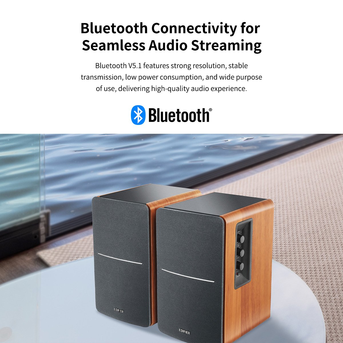 Edifier R1280DBs Bluetooth Bookshelf Speaker - Multiple Inputs | Subwoofer Out Port | 42W RMS ...