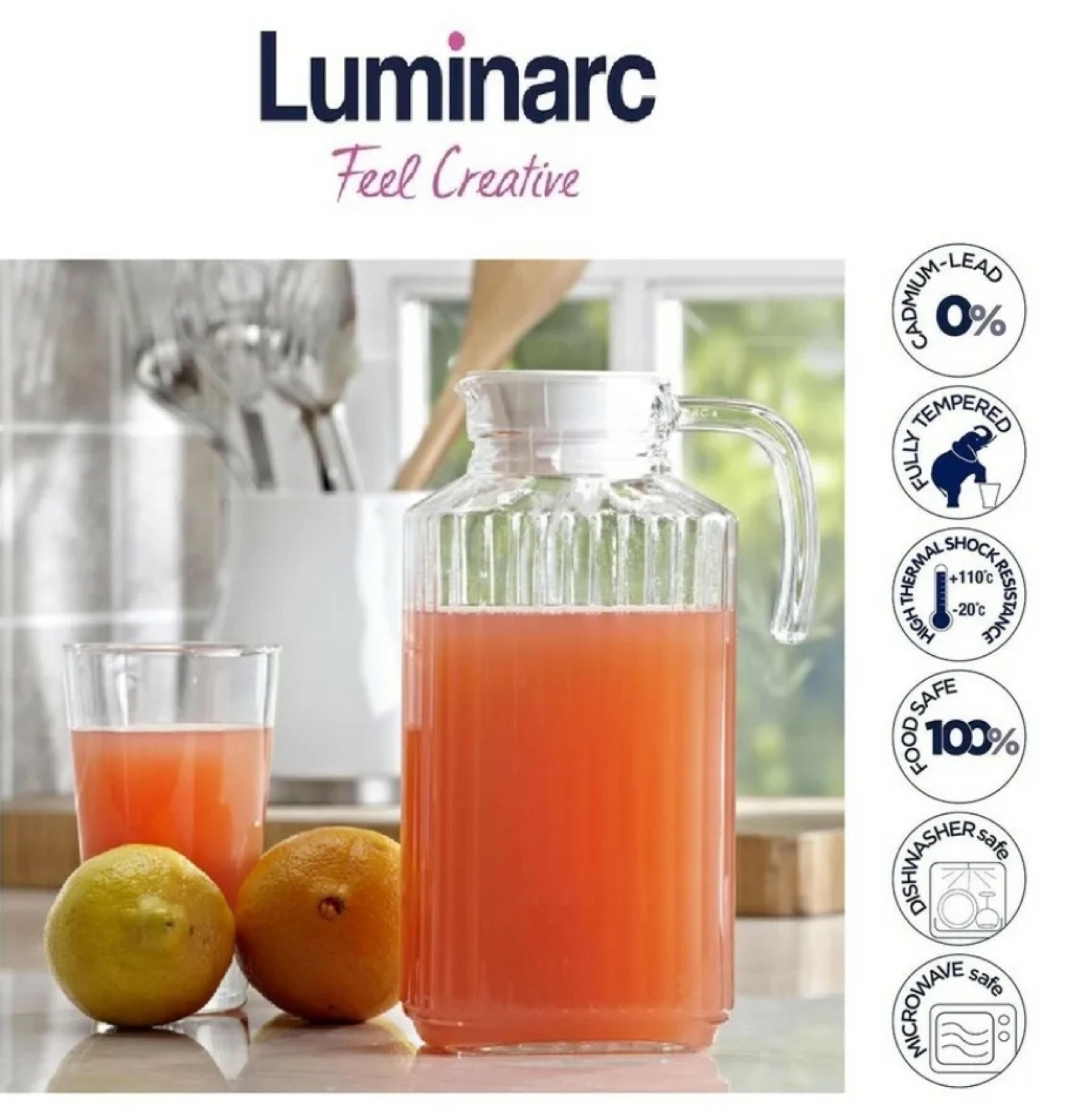 Luminarc ARC Quadro Glass Jug 1.7L Plastic Lid Jug Air Kaca Gelas ...