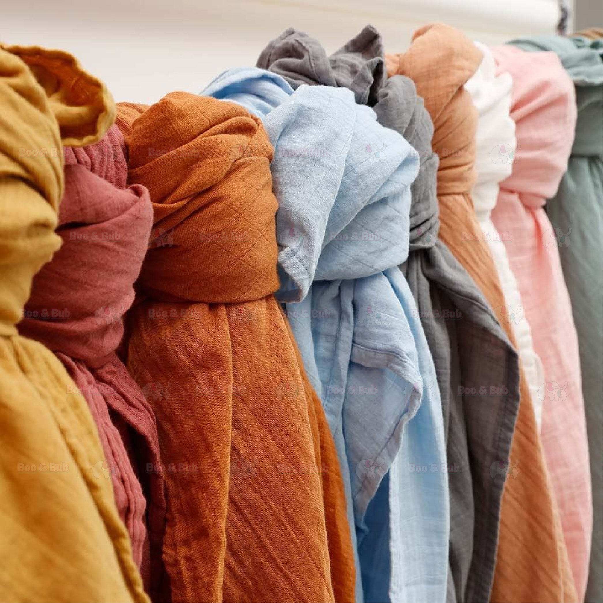 Boo&Bub Plain Color Bamboo Muslin Blanket Baby Swaddle Newborn Wrap ...