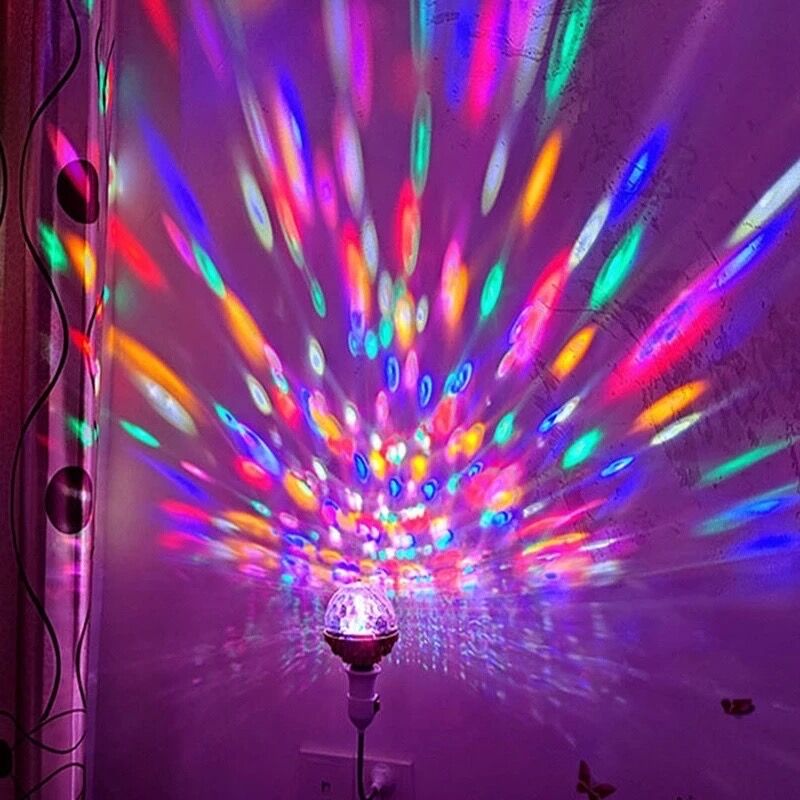 E27 Mini Rotating Magic Ball Light RGB Projection Lamp Party Dj Disco Ball Light For Home Party ...
