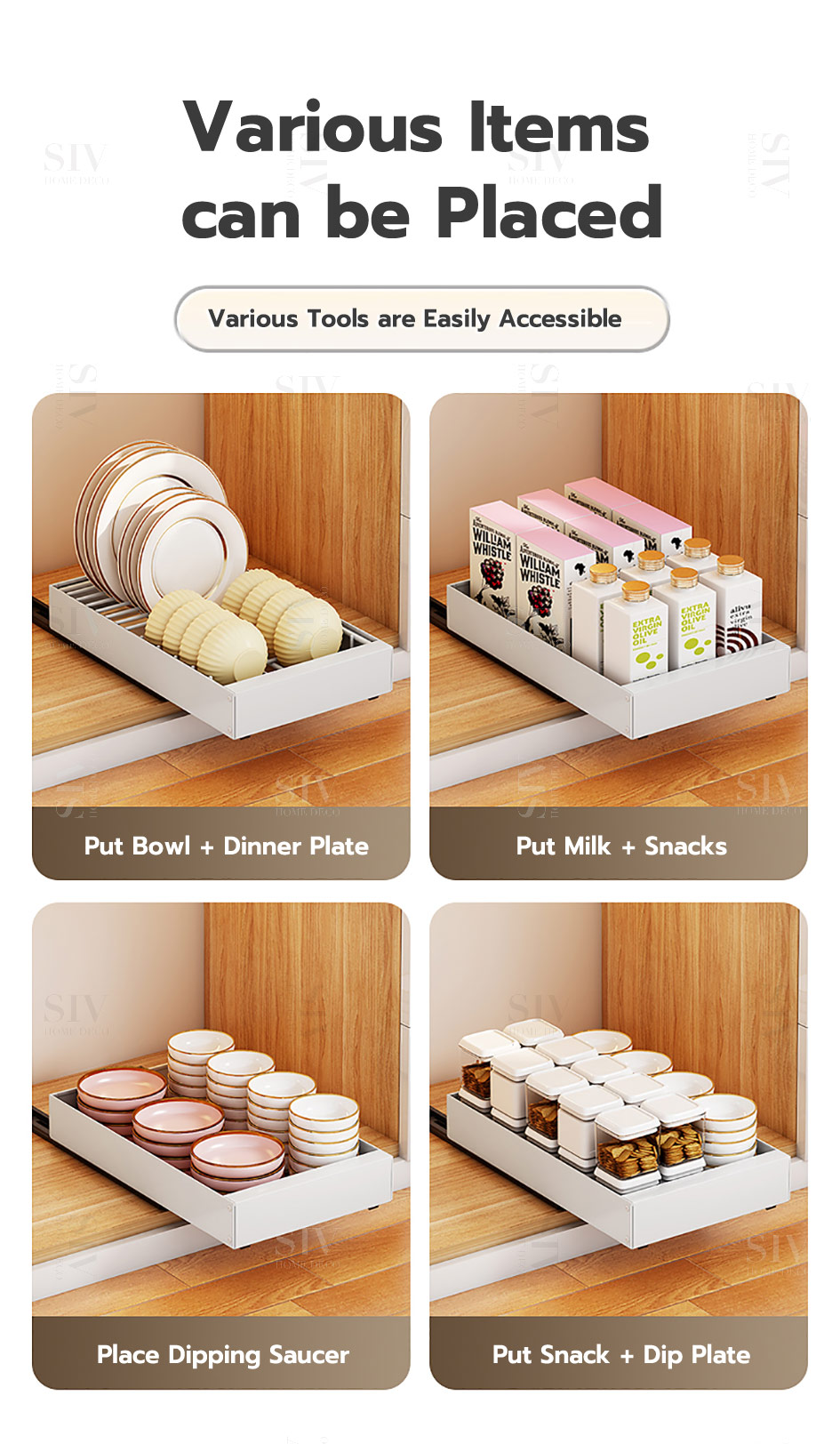 Uliance 2-Tiers Sliding Cabinet Basket Kitchen Cabinet Pull Out Drawer ...