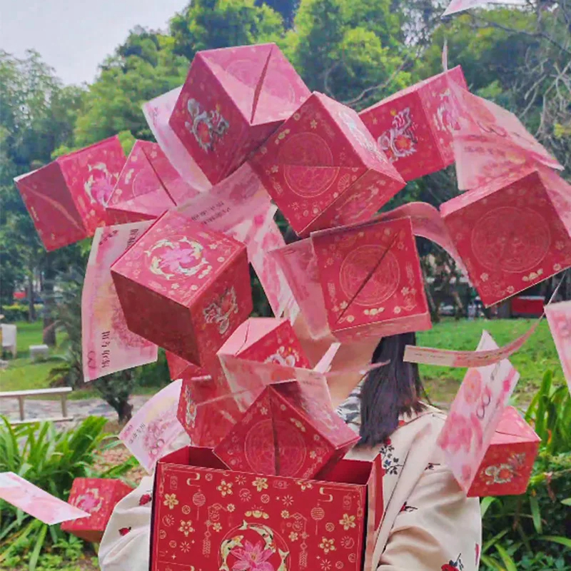 Red Packet Box Folding Bounce Gift Box Surprise Jumping Box Red ...