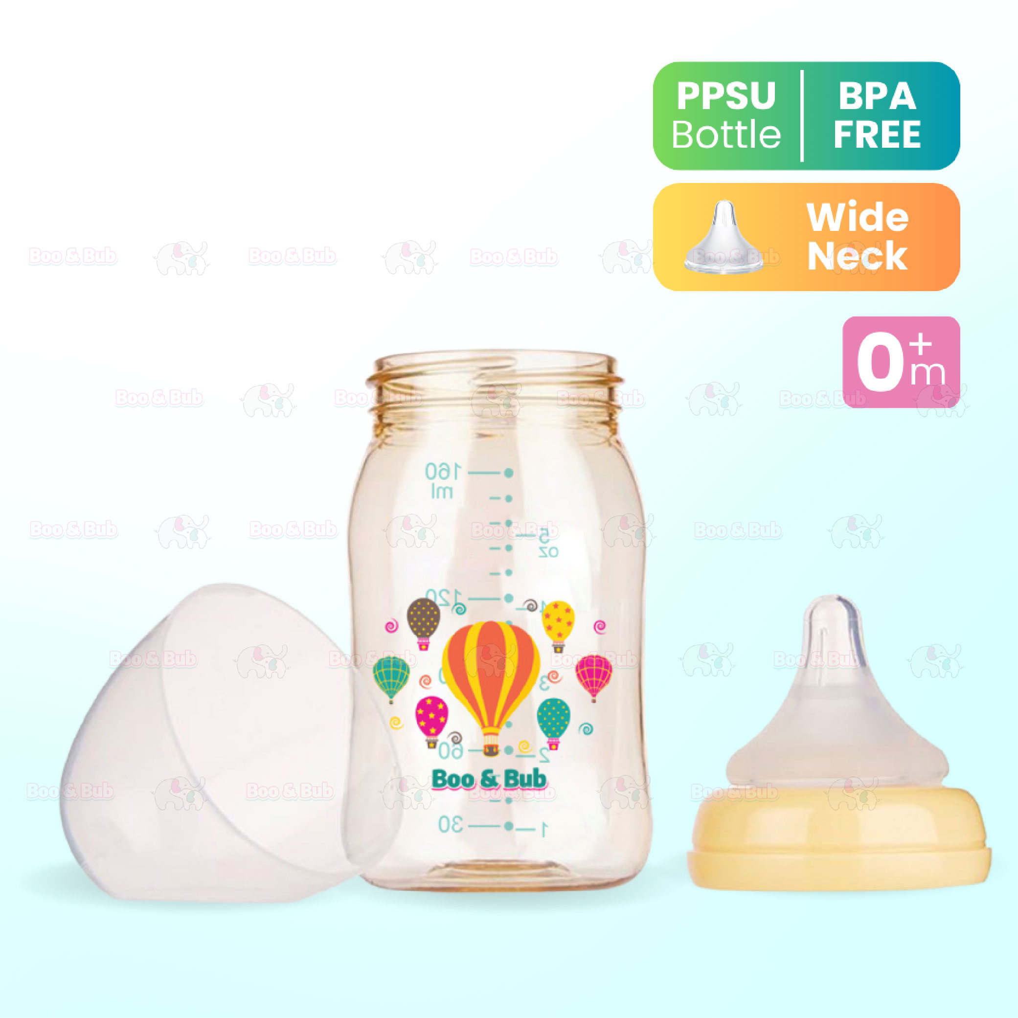 Boo&Bub 160ml/240ml PPSU Milk Feeding Bottle Wide Neck | Botol Susu BPA ...
