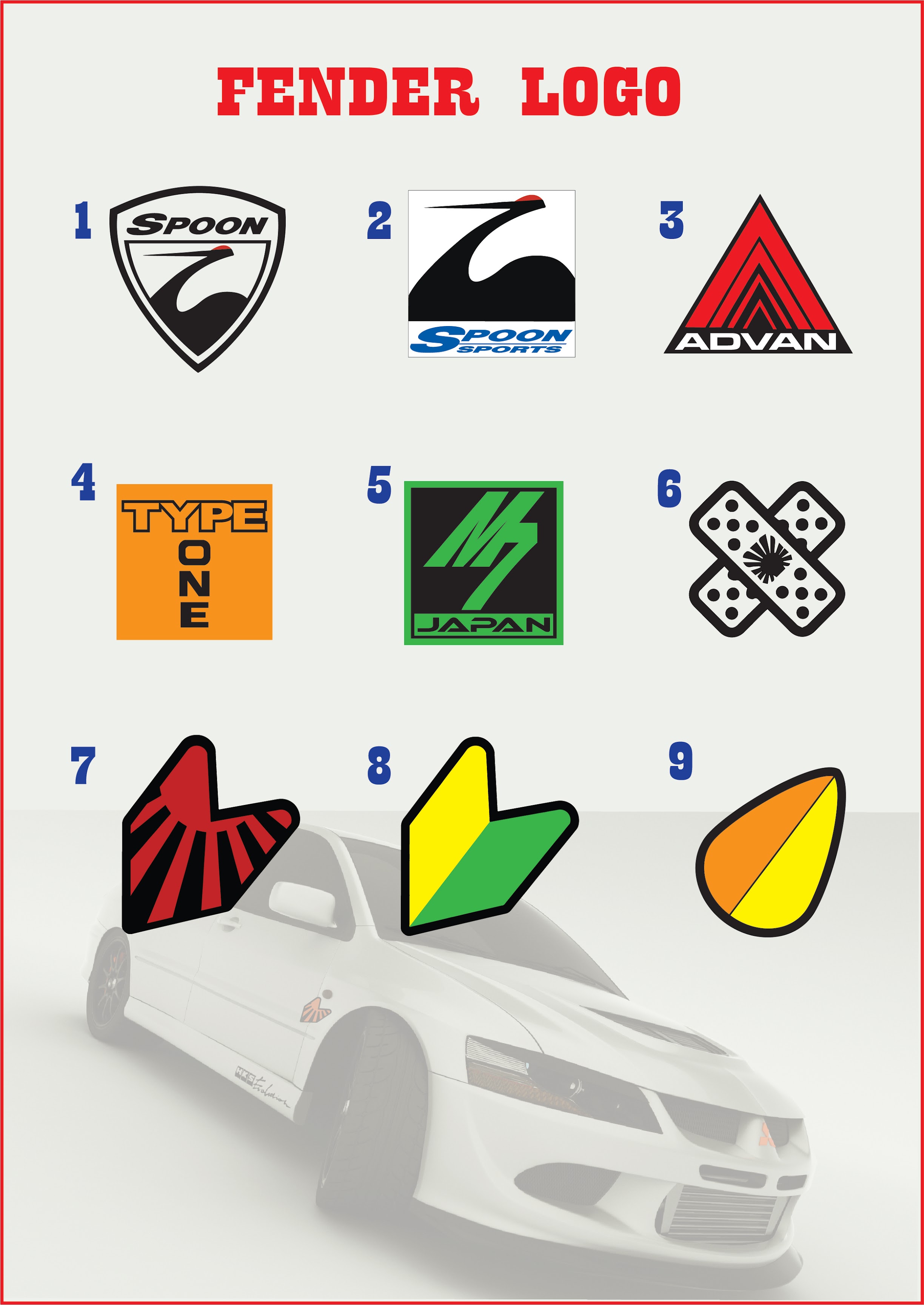 Car Sticker Body Fender Bumper Window Decal Spoon Plaster JDM Japan ...