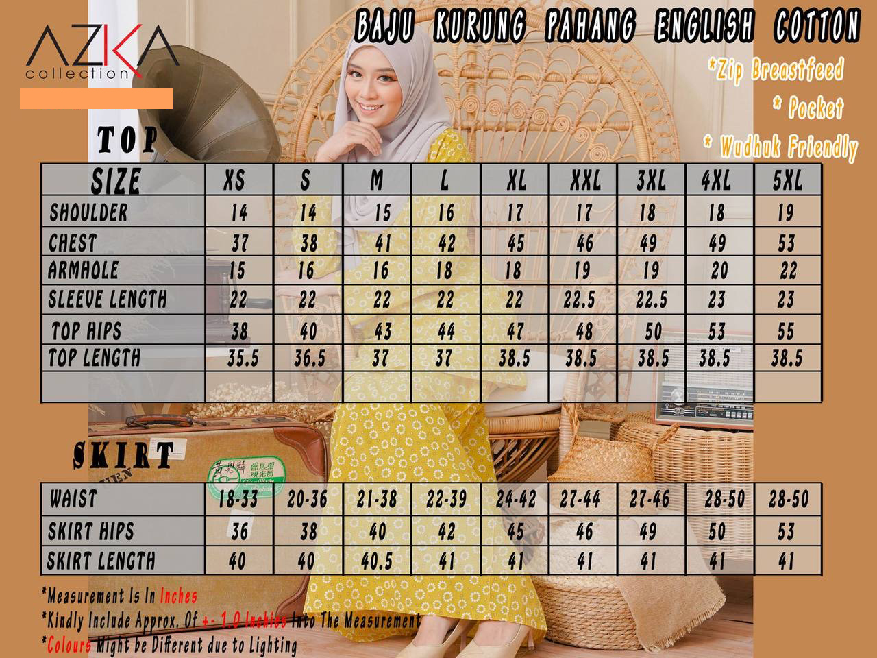 (1) Kurung Pahang Berpesak Berpoket Material English Cotton by AZKA ...