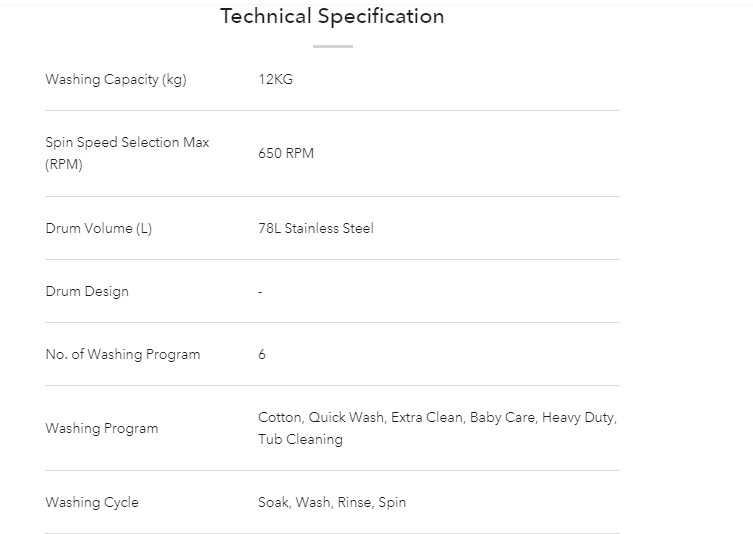 ELBA 12KG Top Loading Fully Automatic Washing Machine EWT-N1287D(GR ...