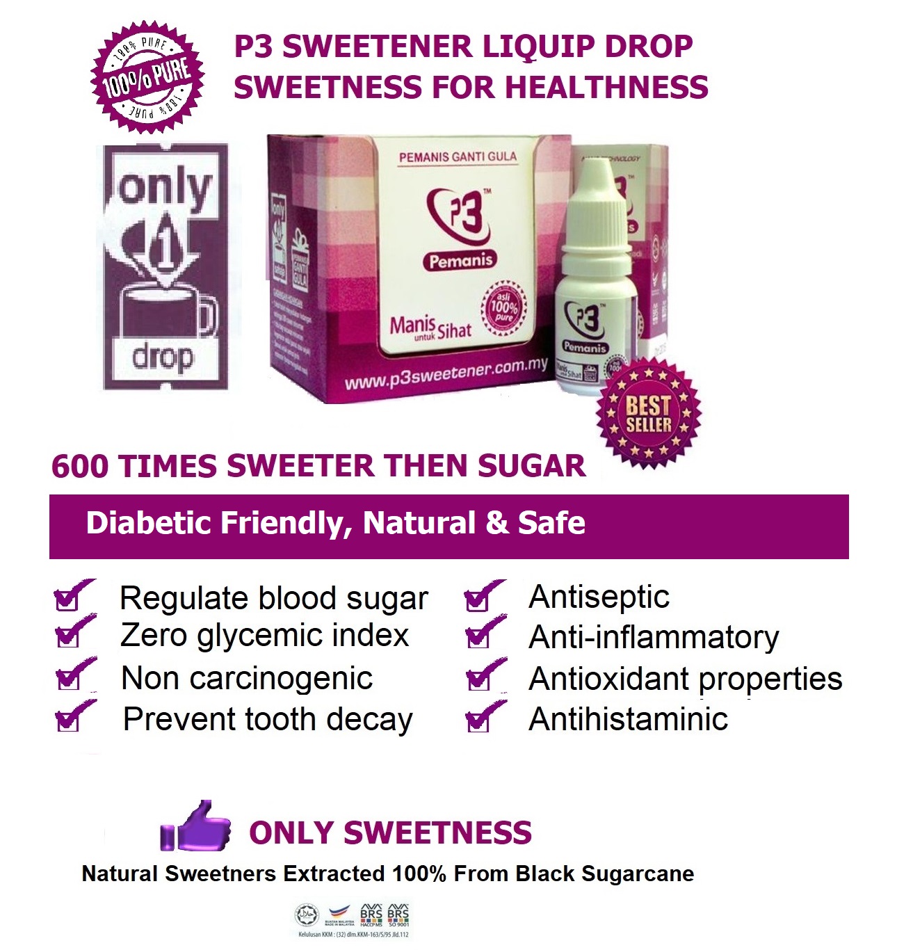 P3 SWEETENER LIQUID DROP | NATURAL SWEETENER | P3 PERMANIS GANTIAN ...