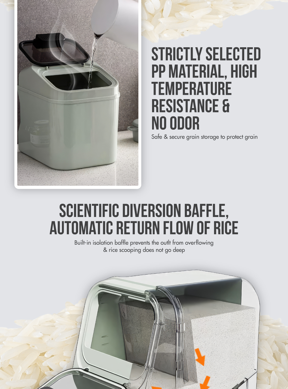 HOUZE - KitchenMate Moisture-Proof Airtight Locking Rice Container ...