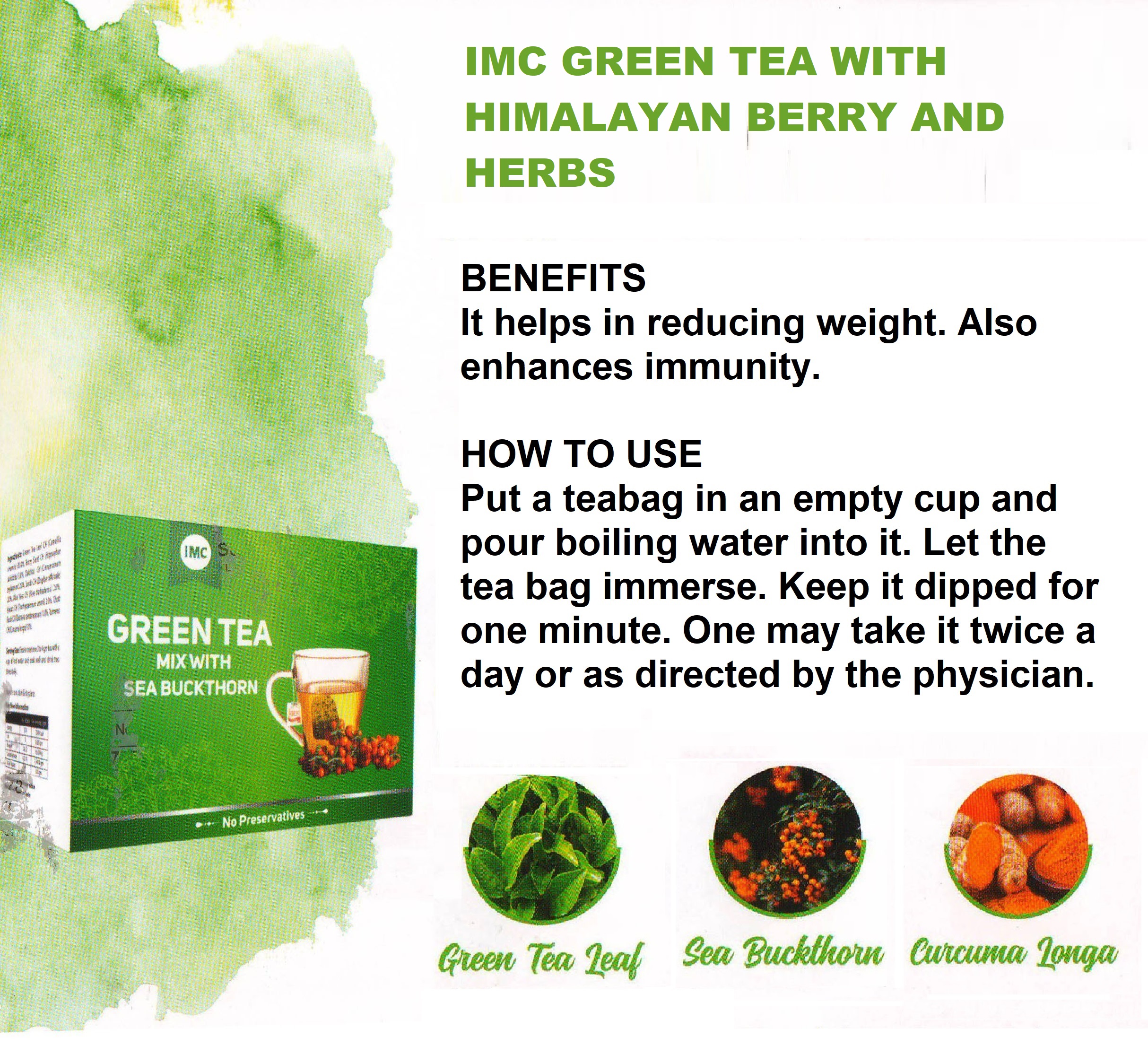 IMC GREEN TEA WITH HIMALAYAN BERRY AND HERBS IMC campuran teh hijan ...