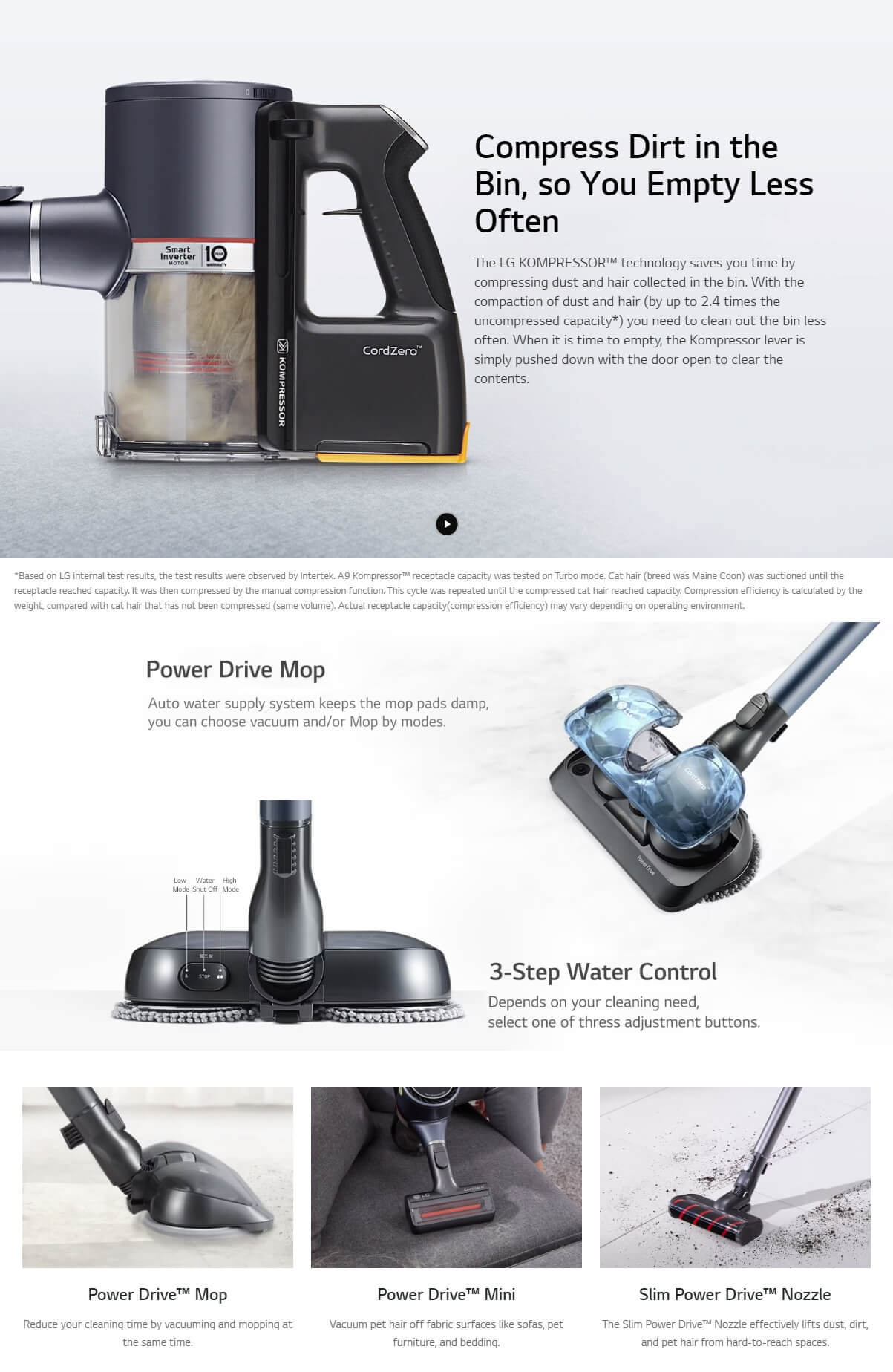 LG A9K-MAX AeroScience 3-in-1 Vacuum Cleaner & Mopping CordZero ...