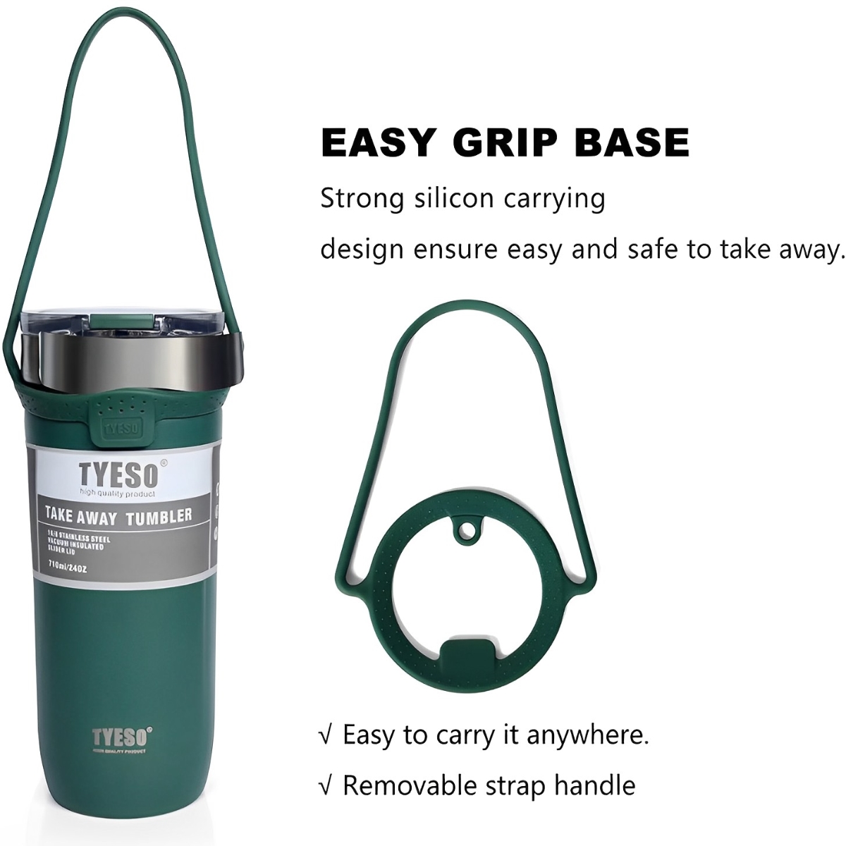 Tyeso Insulated Tumbler 550ml/710ml With Silicone Strap And Straw Thermal Flask Thermos Water ...