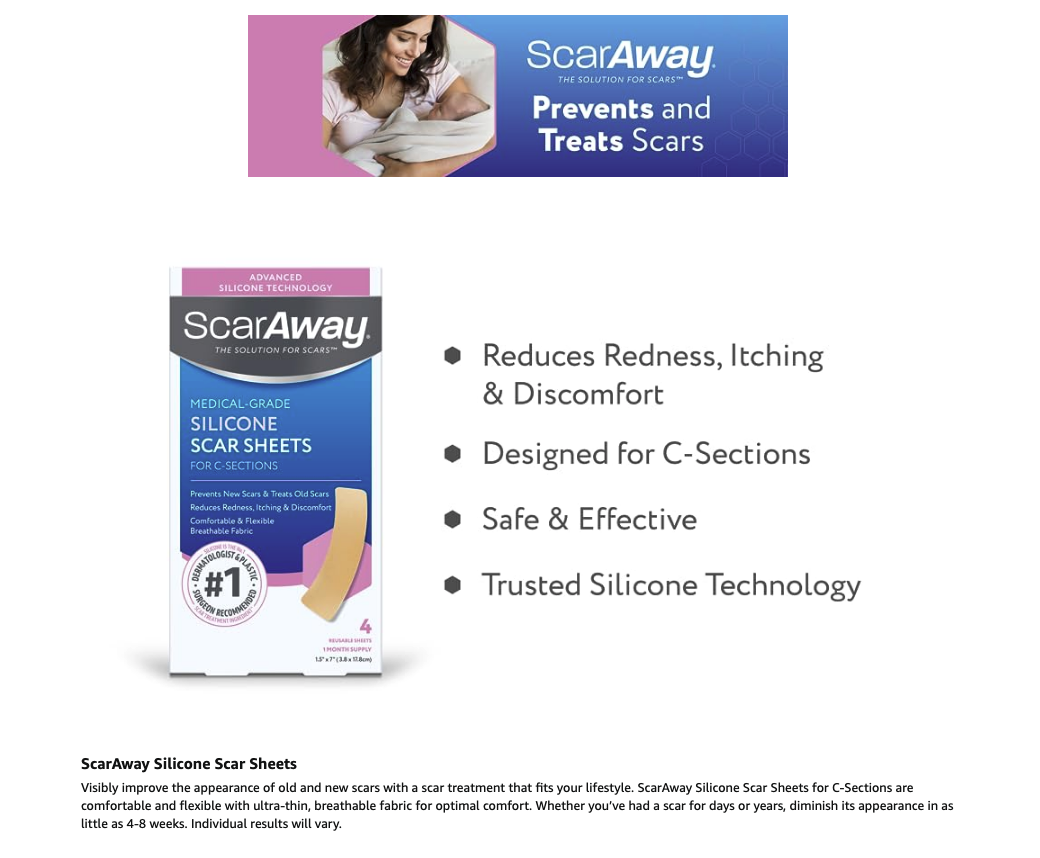 ScarAway Advanced Skincare Silicone Scar Gel l Sheets for Face, Body ...