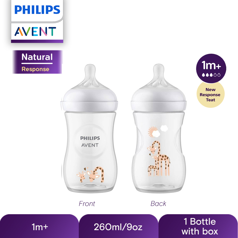 NEW!! Philips Avent Natural Response Bottle 9oz/260ml Single Pack Giraffe SCY903/66 | Shopee ...