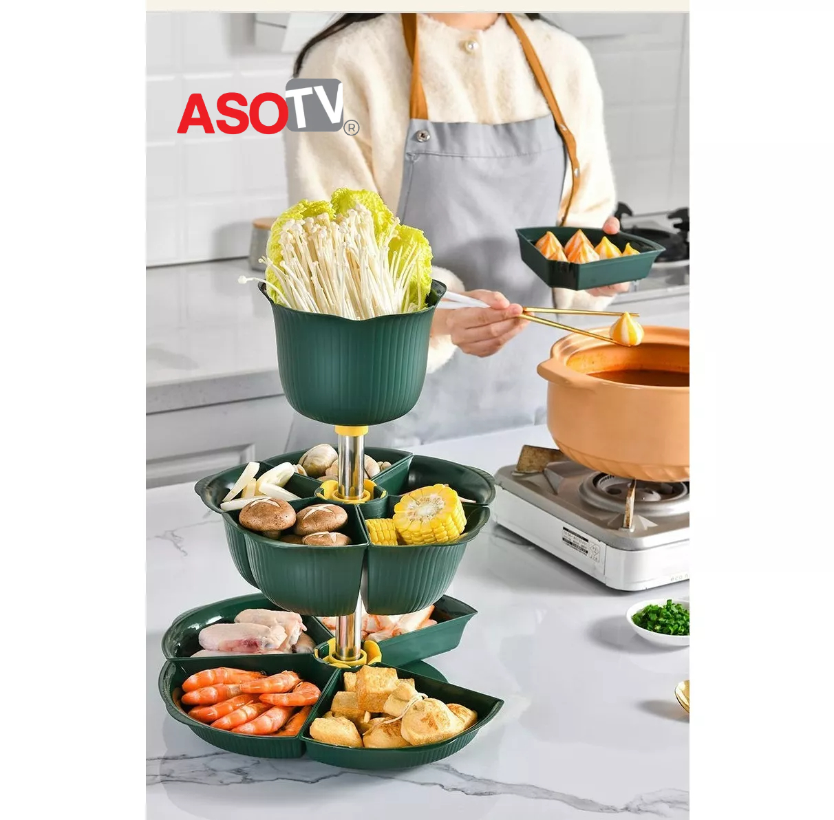 ASOTV® 3 Tier Rotatable Steamboat Bowl Candy Serving 1388 Steamboat ...