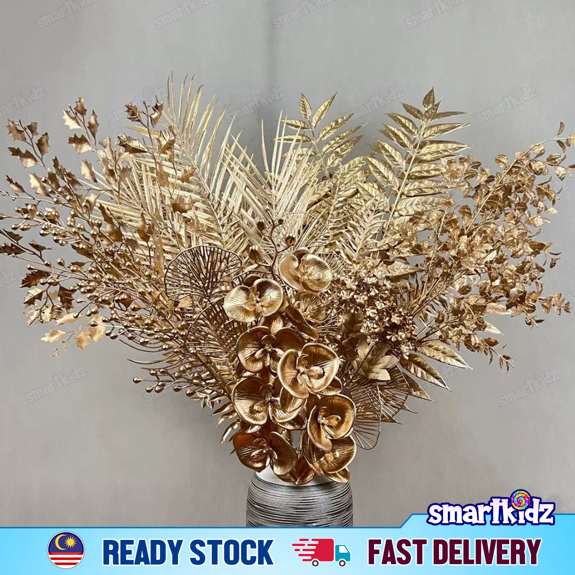 Gold Artificial Leaves & Flower CNY Decor - Lotus Ginkgo Persian ...