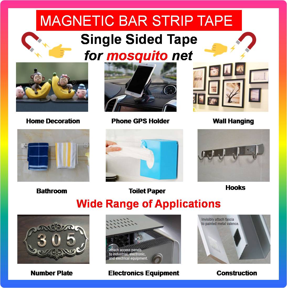Flexible Magnetic Strip Magnet Tape with Self Adhesive for Mosquito Net ...