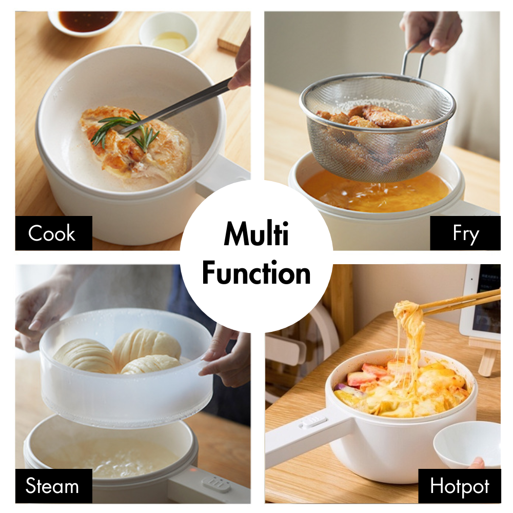 Olayks 1.5L 2L Multifunction Electric Cooker with Steamer Non-Stick Pot 700W Fast Heating Hot ...