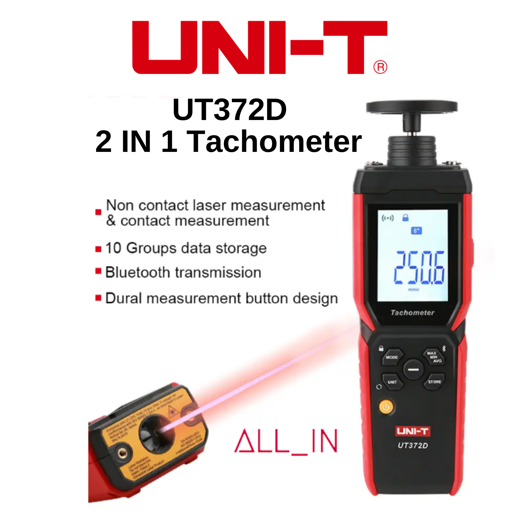 UNI-T UT372 / UT372D Usb Non Contact Tachometer Rpm Tachometer | Shopee ...