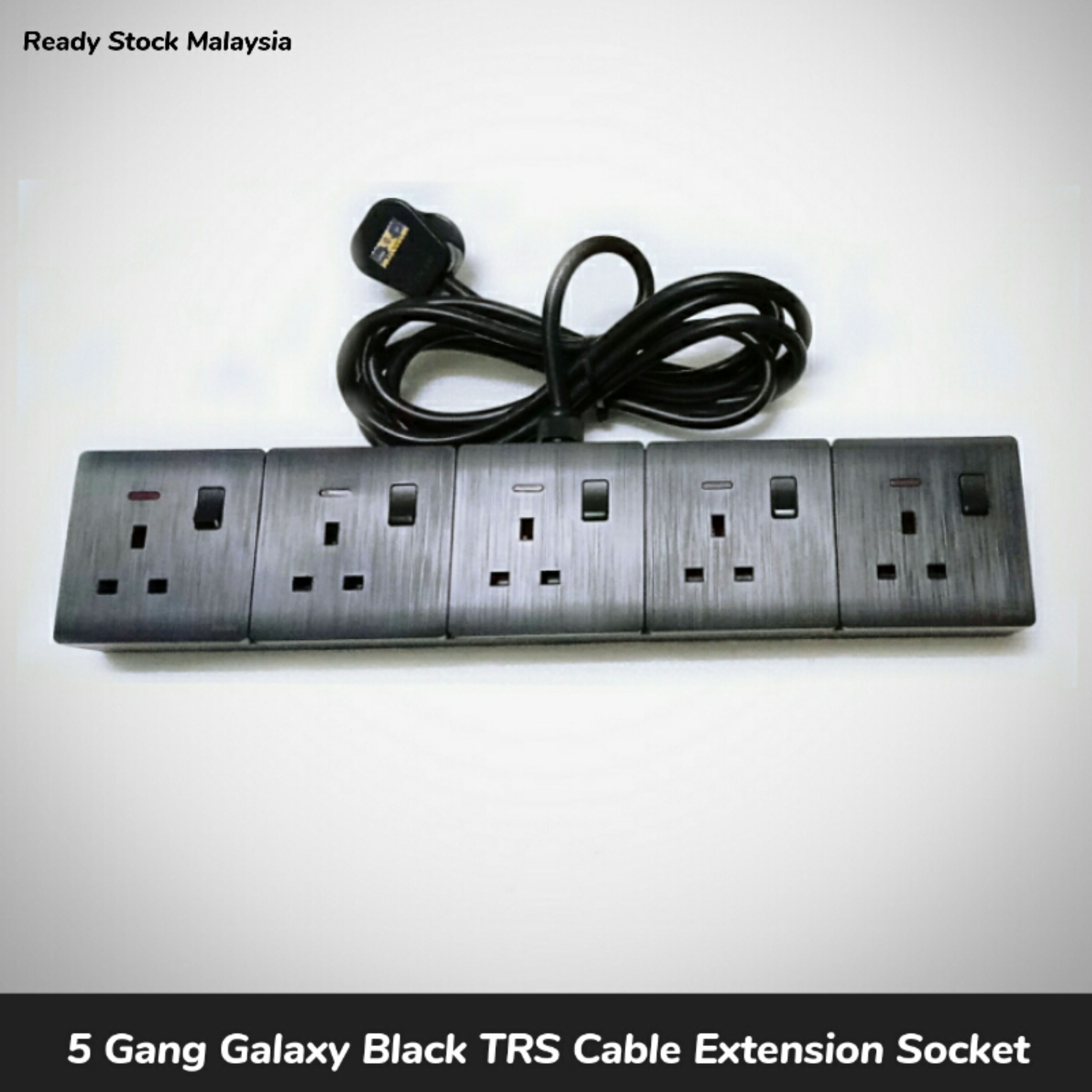 Heavy Duty 1/2/3/4/5 Gang TRS Black Cable Extension Wire Plug Trailing ...
