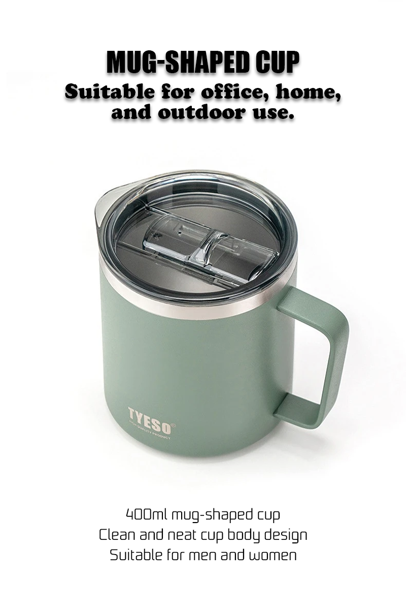 TYESO TS-8789B Classic Insulated Thermal Coffee Cup 400ml With Handle 304 Cawan Kopi Office ...