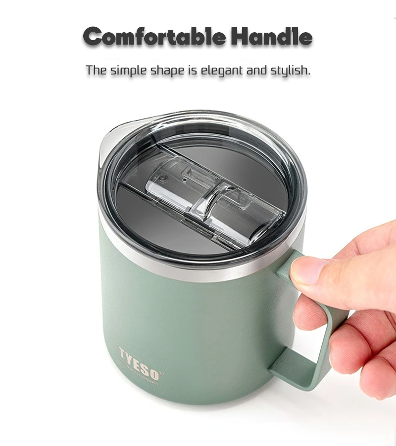 TYESO TS-8789B Classic Insulated Thermal Coffee Cup 400ml With Handle 304 Cawan Kopi Office ...