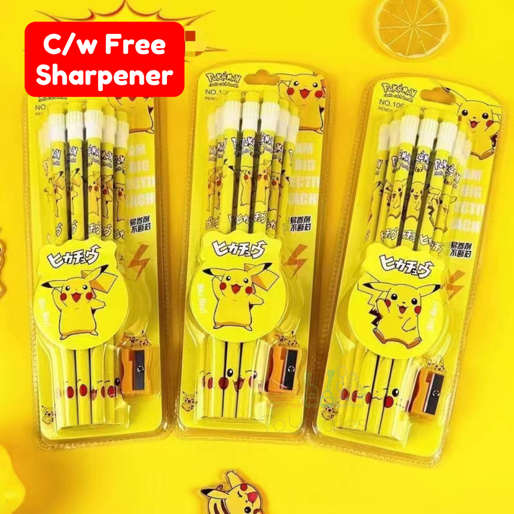 ToyTales 🍭 PIKACHU STATIONERY Set 🍭 [12pcs HB Pencil Eraser + Sharpener ...