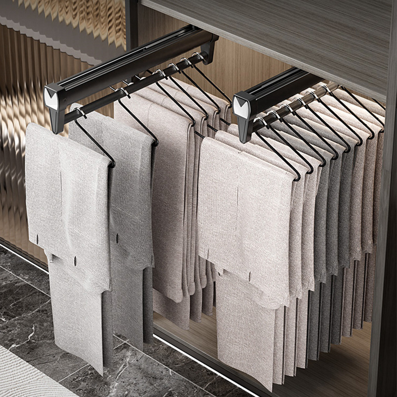 Pull Out Pant Closet Telescopic Wardrobe Rail Hanger Rack Heavy Slide ...