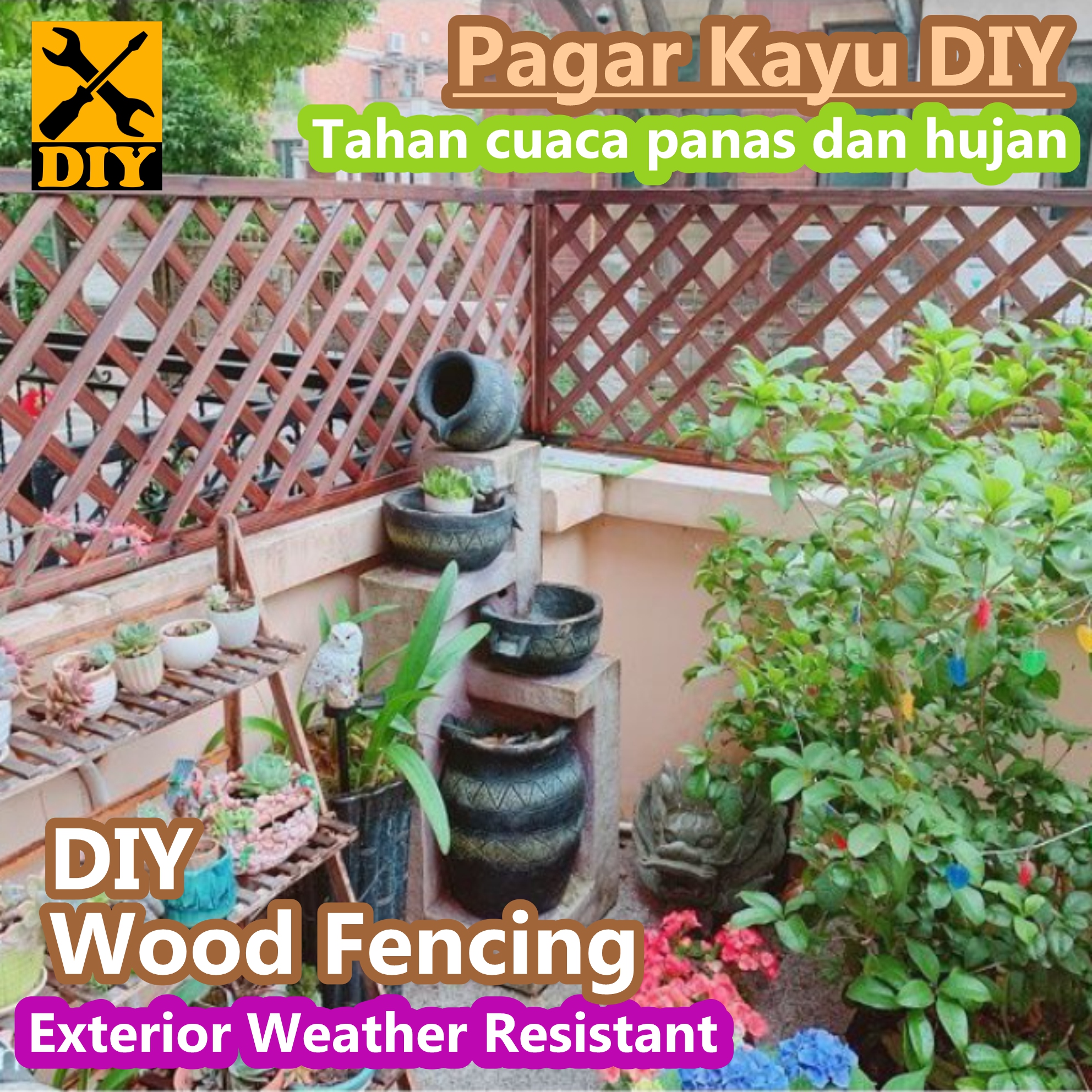 Pagar Kayu Wood Fencing XNet 120cm Outdoor Wood Partition Garden Fence ...