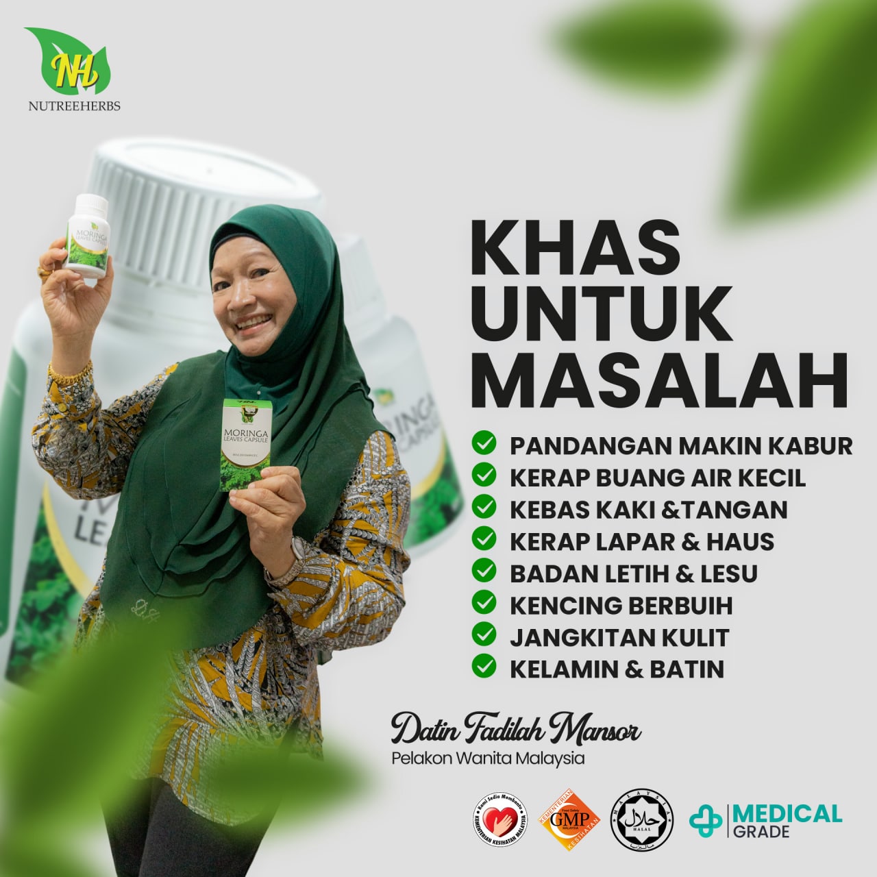 𝗪𝗶𝘁𝗵 𝗙𝗿𝗲𝗲 𝗚𝗶𝗳𝘁 NutreeHerbs Capsules Supplement Moringa Oleifera Kapsul ...