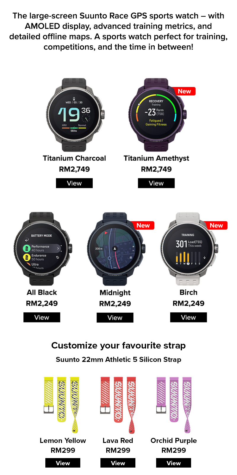 Suunto Race All Black Ultimate Performance Watch for Racing and ...