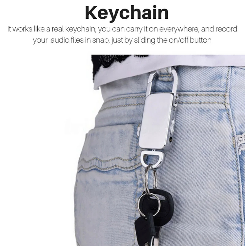 Keychain Voice Recorder Voice Mini Audio Media Player Student Teacher ...