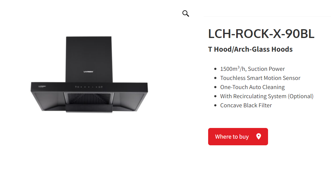 [FREE SHIPPING] Livinox Slanted Hood 1500 Suction Power LCH-ROCK-X-90BL ...