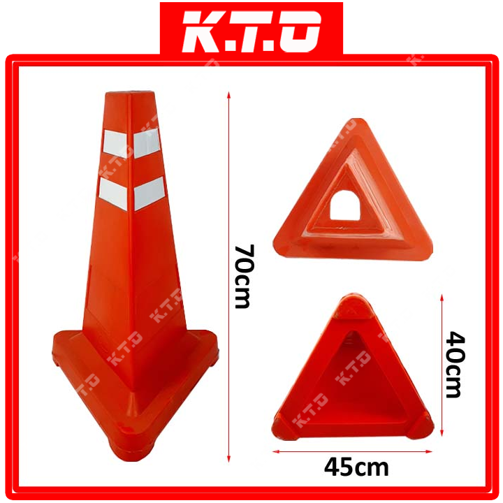 70cm Portable Reflective Triangle Safety Cone Traffic Parking Road ...